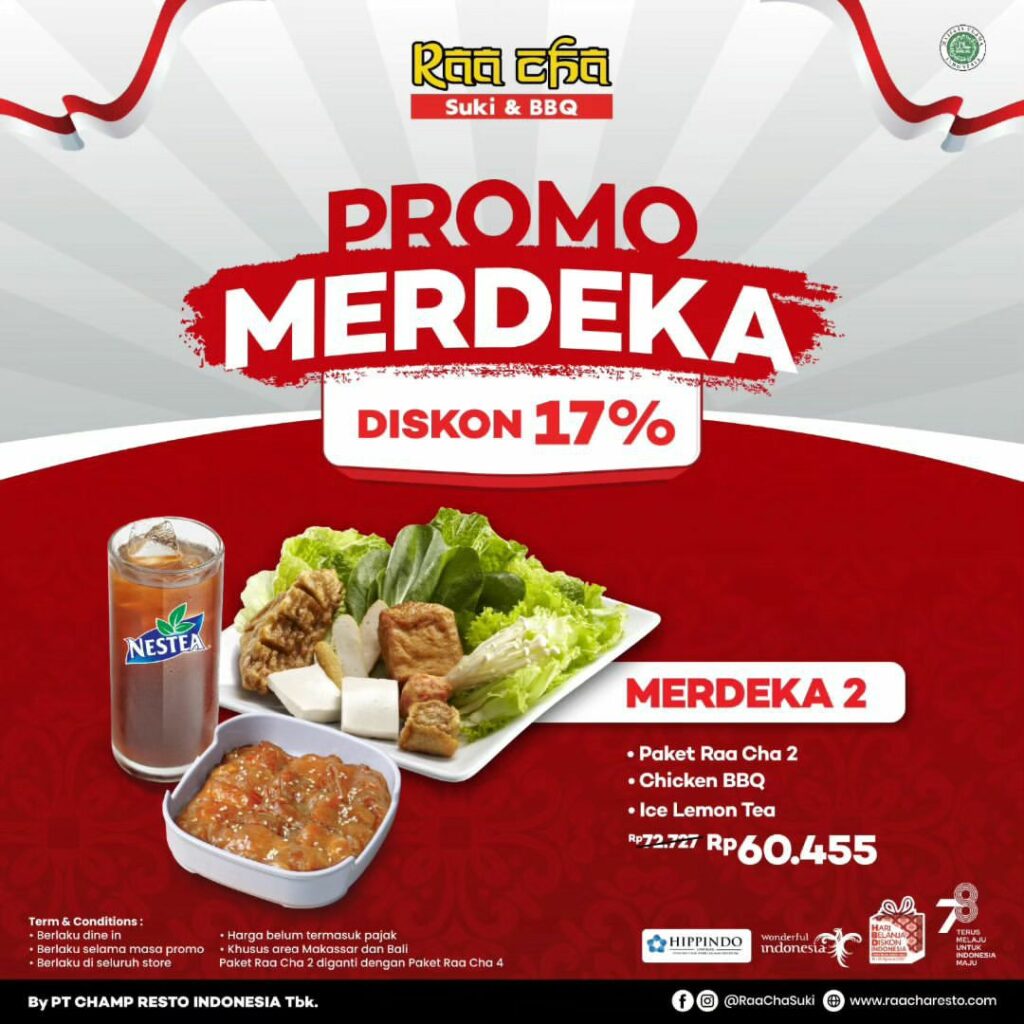 RAYAKAN KEMERDEKAAN DENGAN PROMO DARI RAA CHA SUKI & BBQ – Pollux Malls